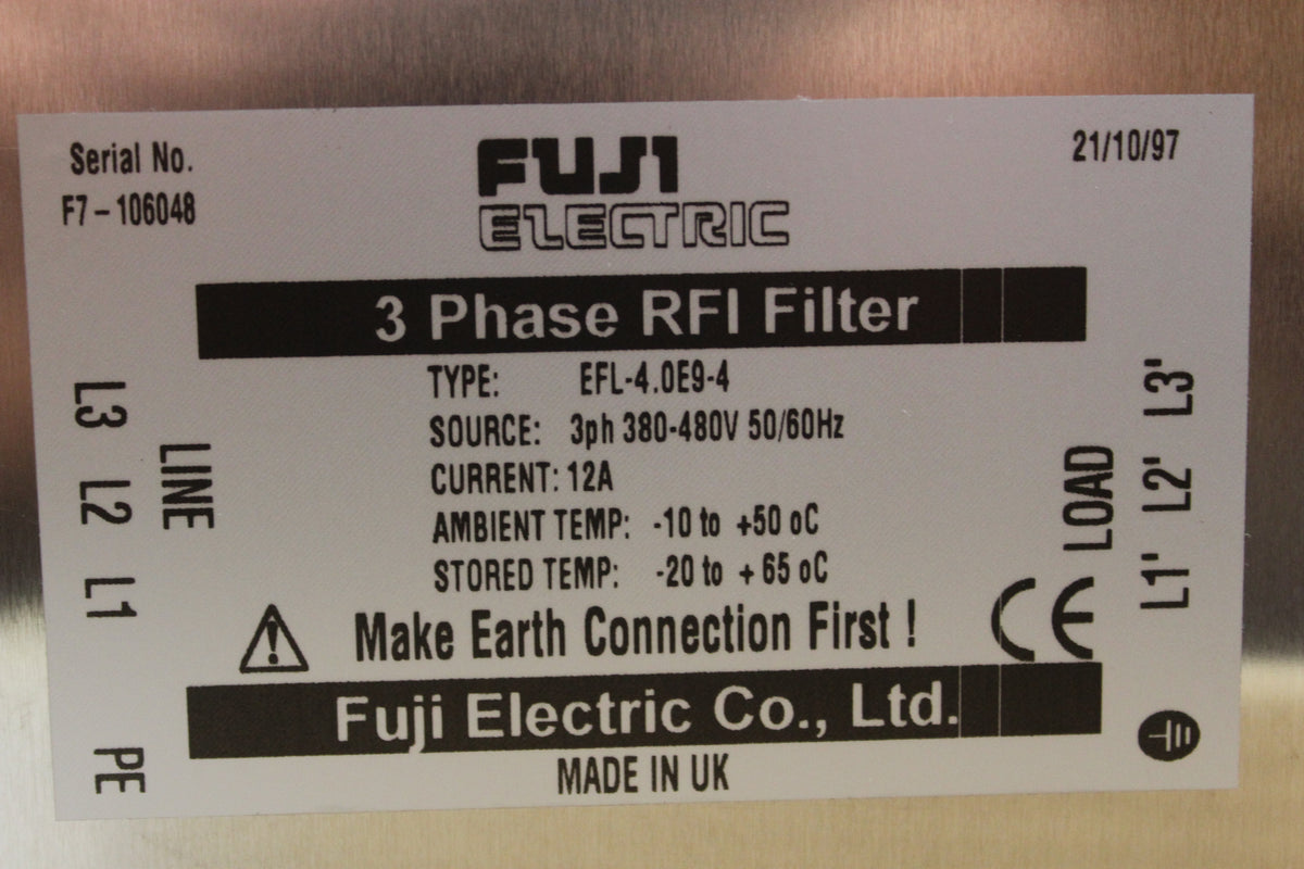 New | FUJI | EFL 4.0E9-4 | FUJI EFL 4.0E9-4 3 PHASE RFI FILTER – Eigen ...