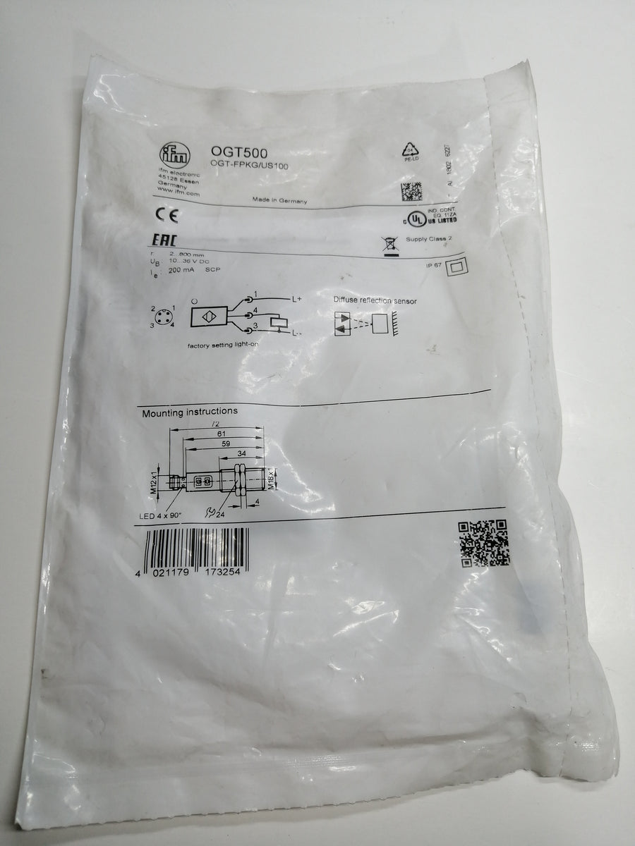 New | IFM | OGT500 | IFM OGT500 Photoelectric 2-800 MM 10-36VDC – Eigen ...